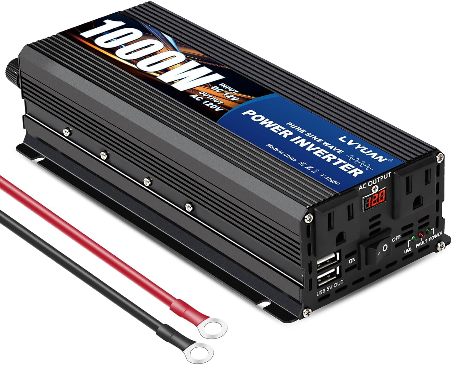 **1000 watt pure sine wave power inverter 12v to 110v/120v dc to ac ...