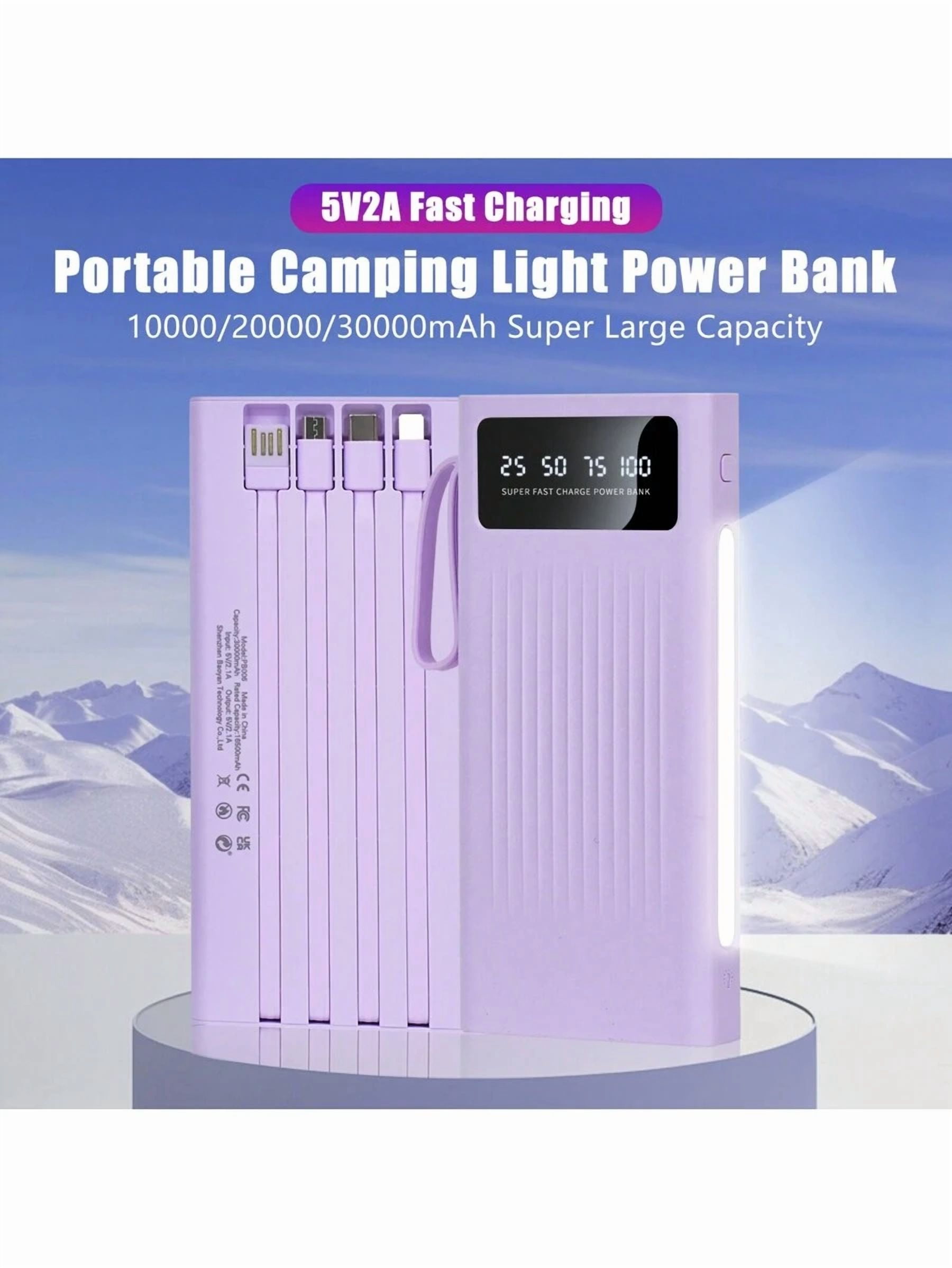 10000/20000/30000mAh Portable Fast Charging Power Bank - 4 Cables, 4 ...