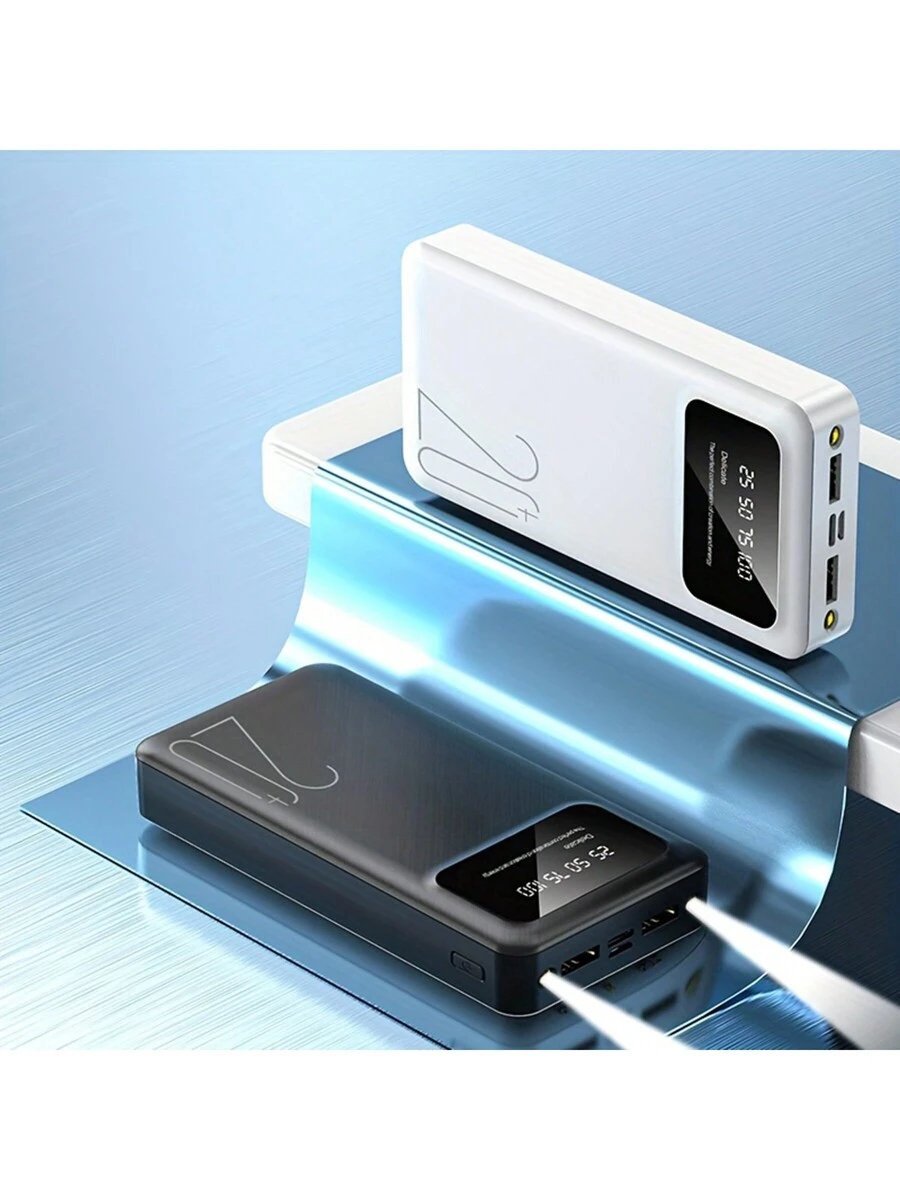 10000/20000mAh High-Capacity Portable Power Bank - 5V2.1A USB Charger - 2 USB Ports, Type-C ...