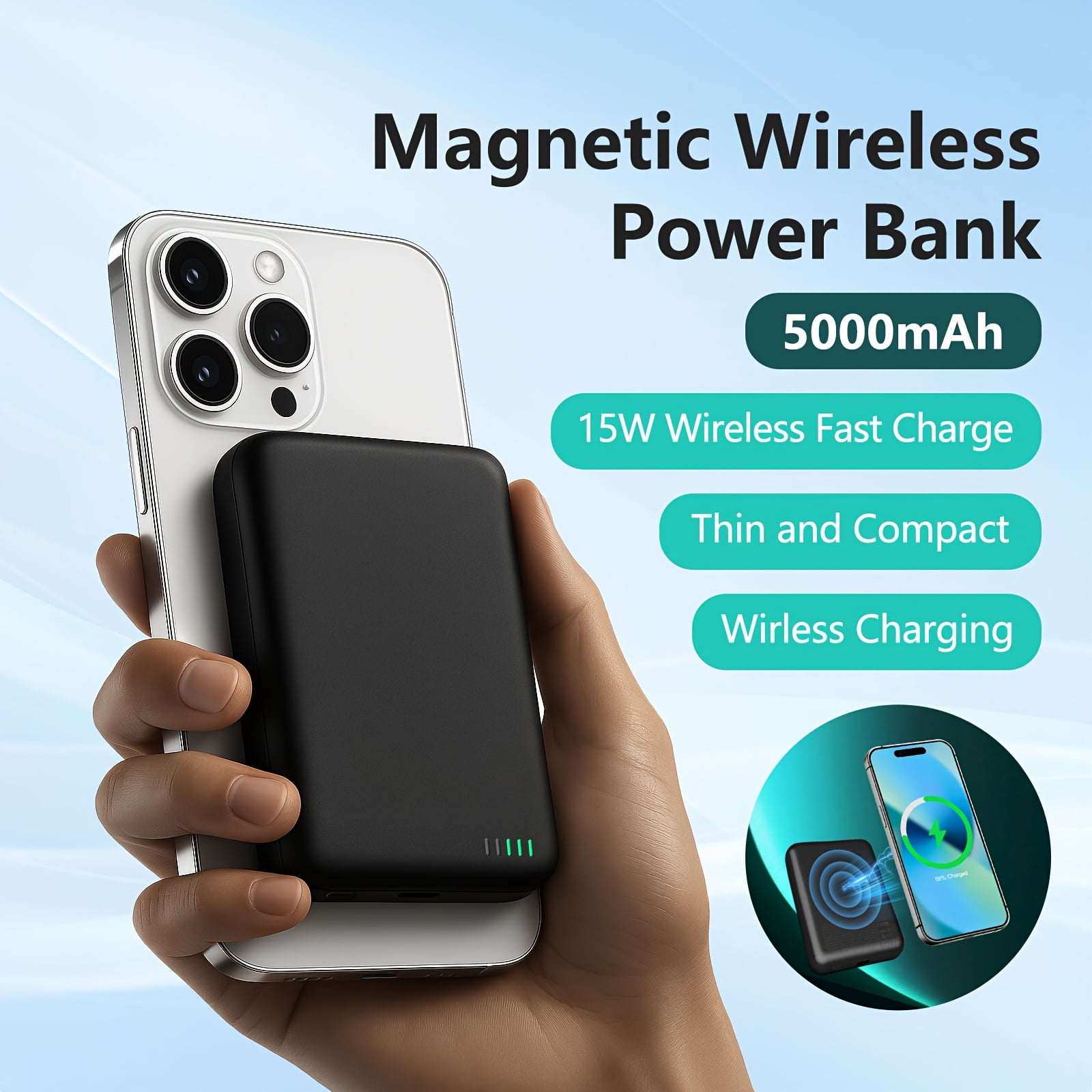 10000/5000mAh Power Bank with 20W Wireless Charging | LED Display ...