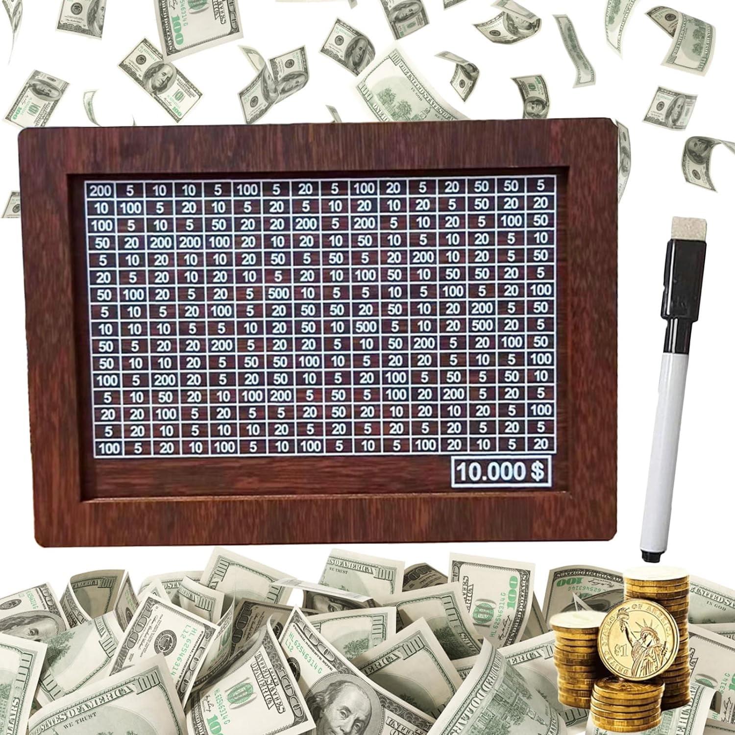 10000 Cash Vault Wooden Savings Box, Cash Saver Box, Wooden Cash Saver ...
