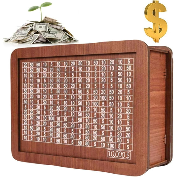 10000 Dollar Cash Vault Wooden Savings Box, Money Saving Box,Wooden ...