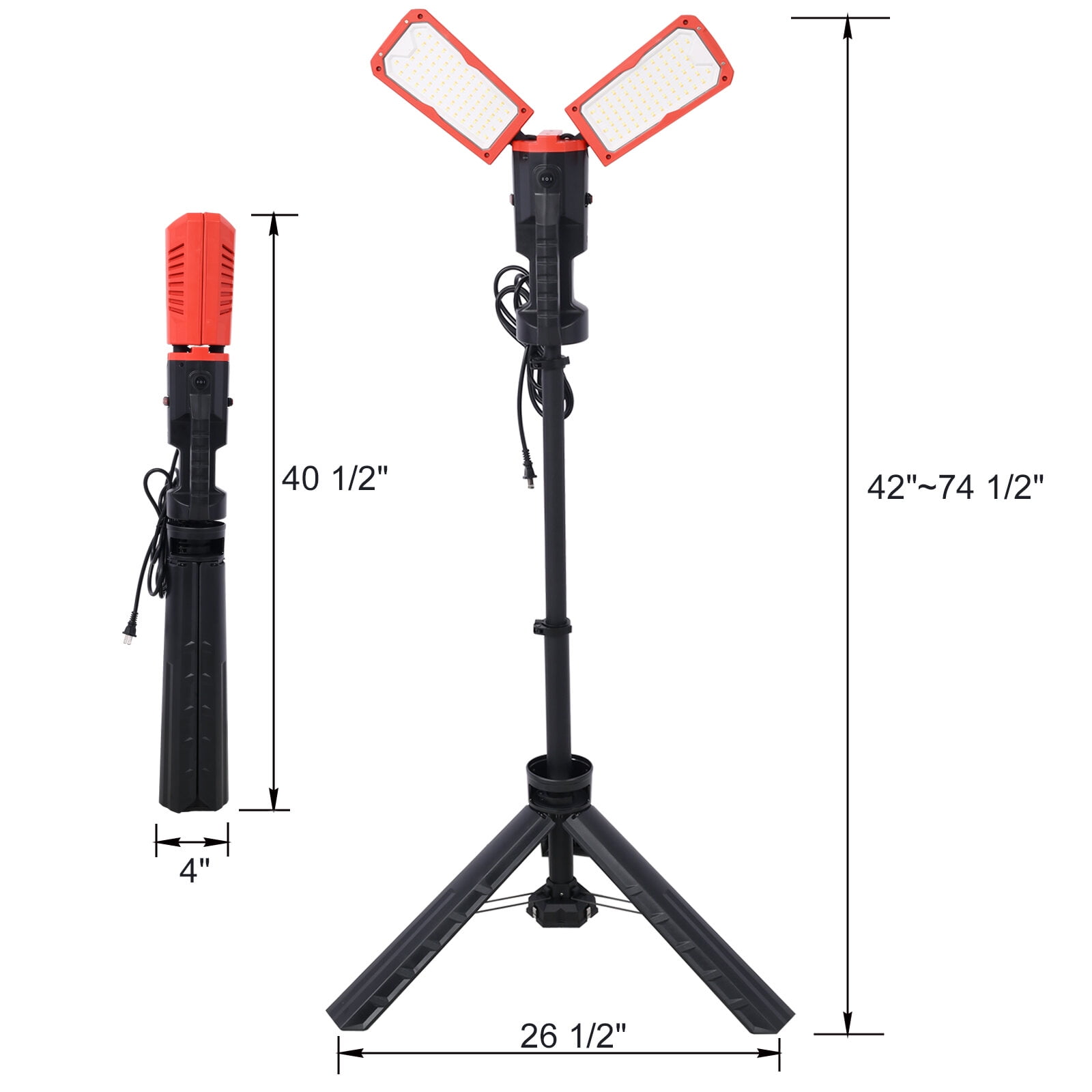 10000 Lumen 100 Watt Dual-Head LED Work Light with Telescoping Tripod ...