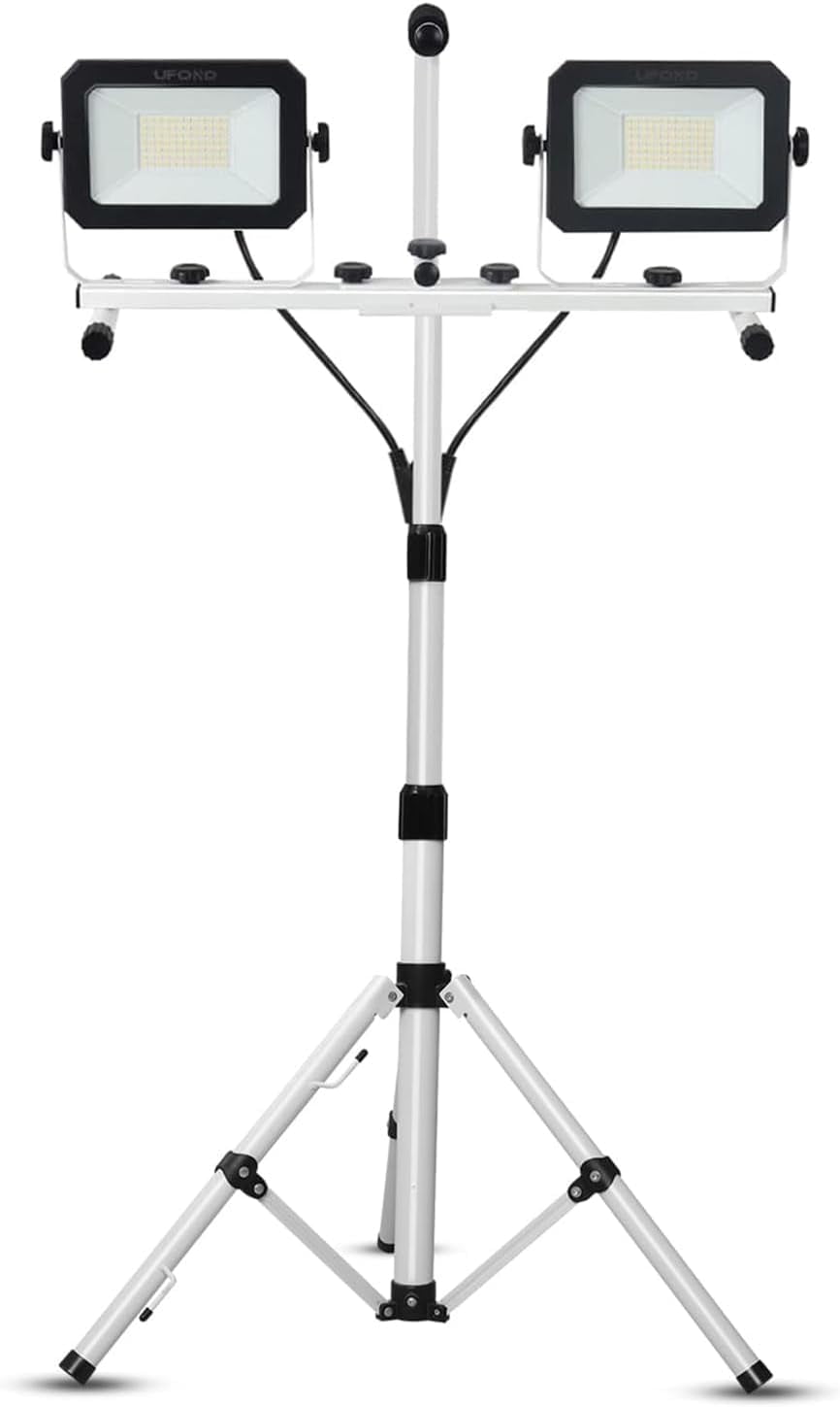 10000 Lumen LED Work Light with Stand,Detachable Waterproof Dual Head ...