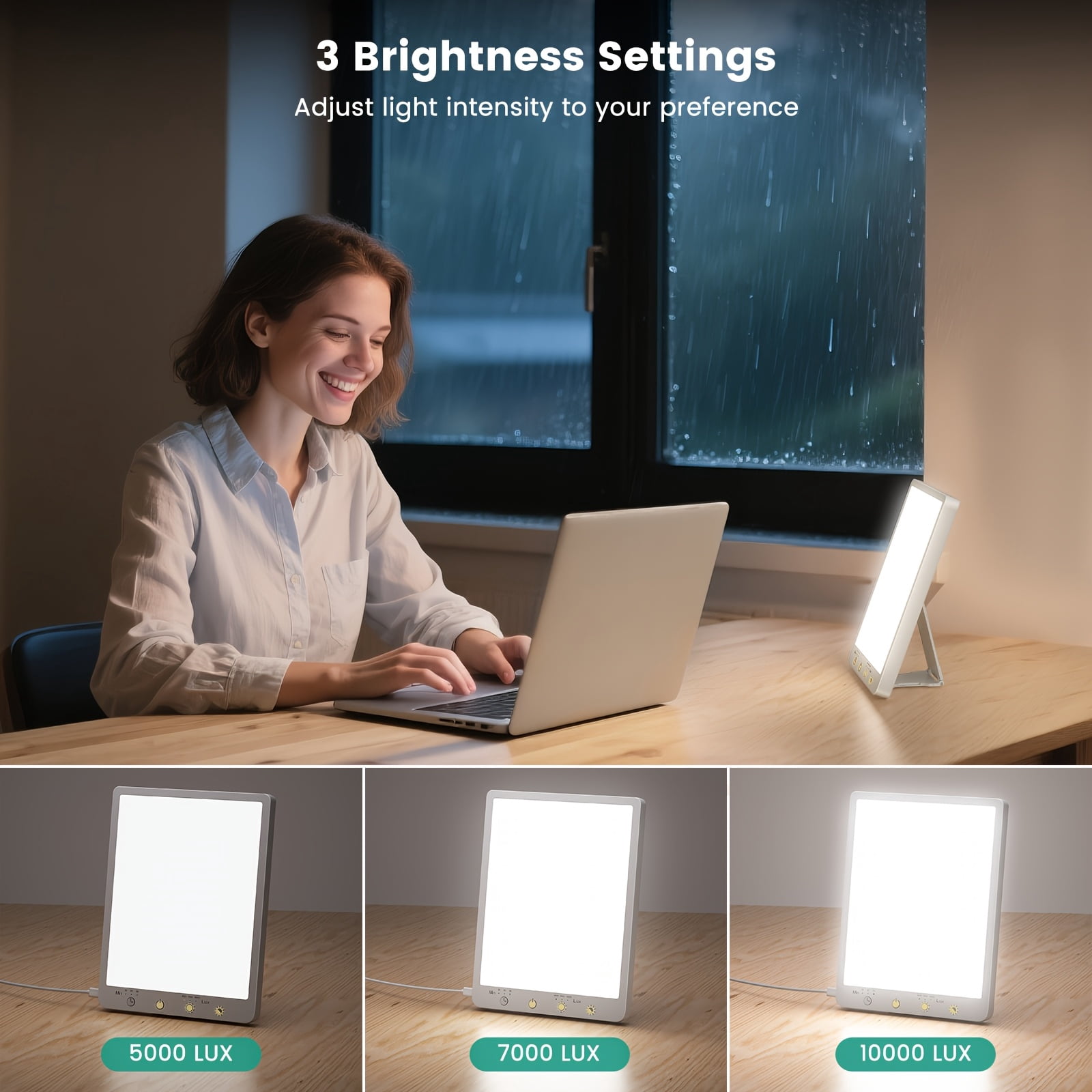 10000 Lux Bright Light for Dark Rooms, Sunlight Simulation Desk Lamp ...
