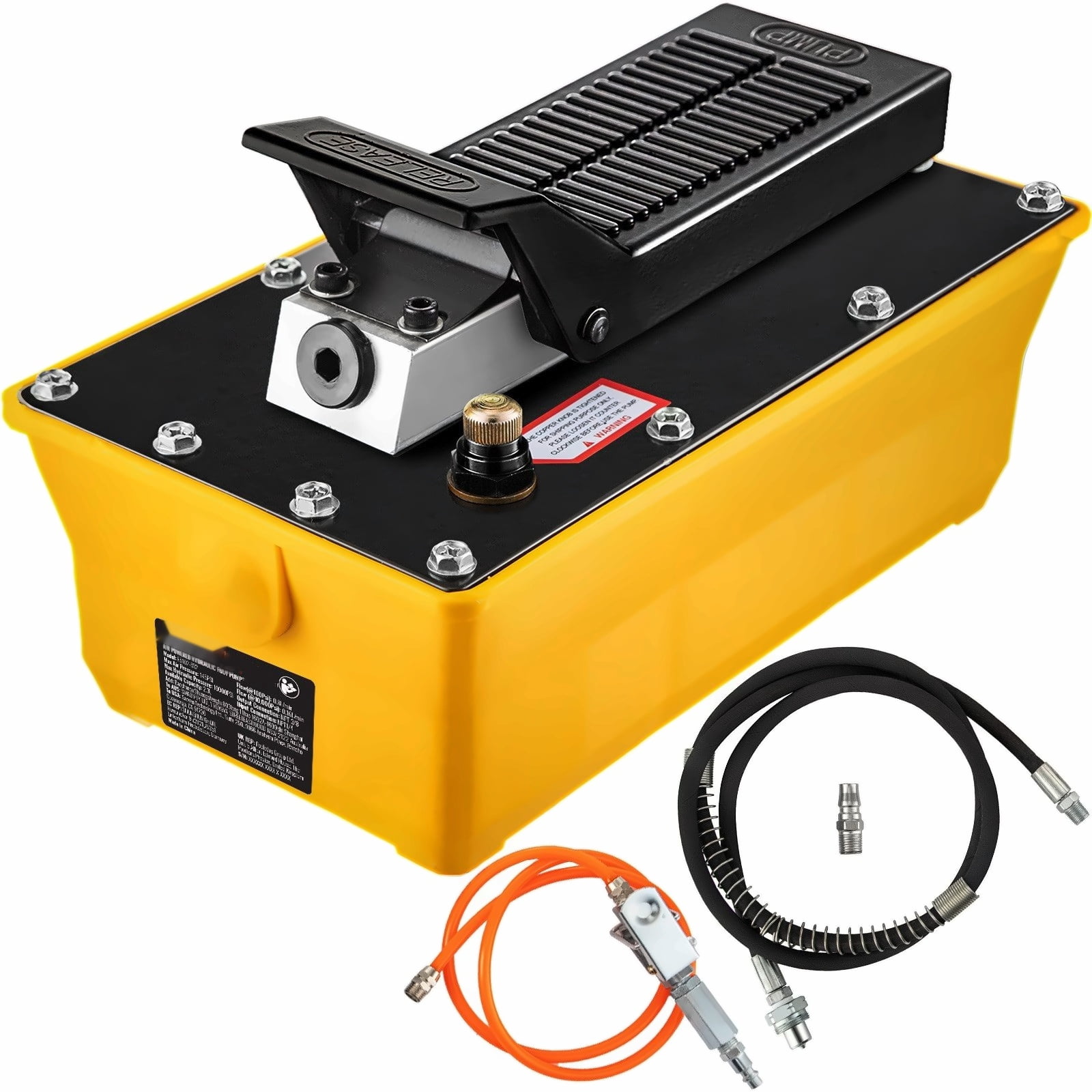 10000 PSI Air Hydraulic Foot Pump, 2.3 Gal Reservoir, with Hose & Spray ...