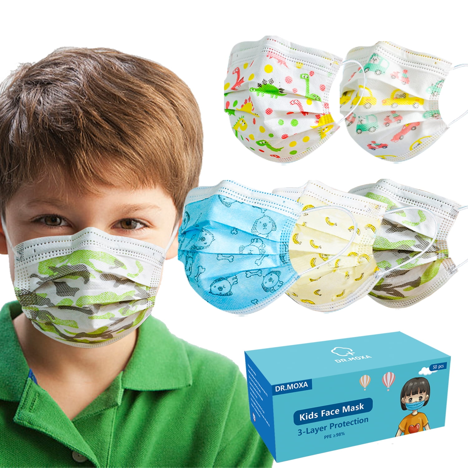 100 Pack DR. MOXA Black Disposable Face Masks, 3-Ply Breathable ...