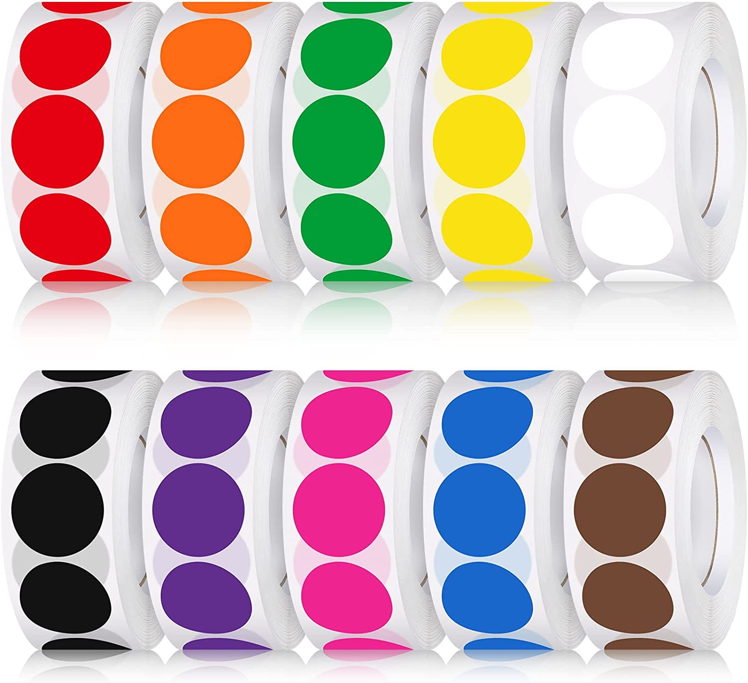 10000 Pieces 1 Inch Round Color Coding Labels Stickers Roll Adhesive ...