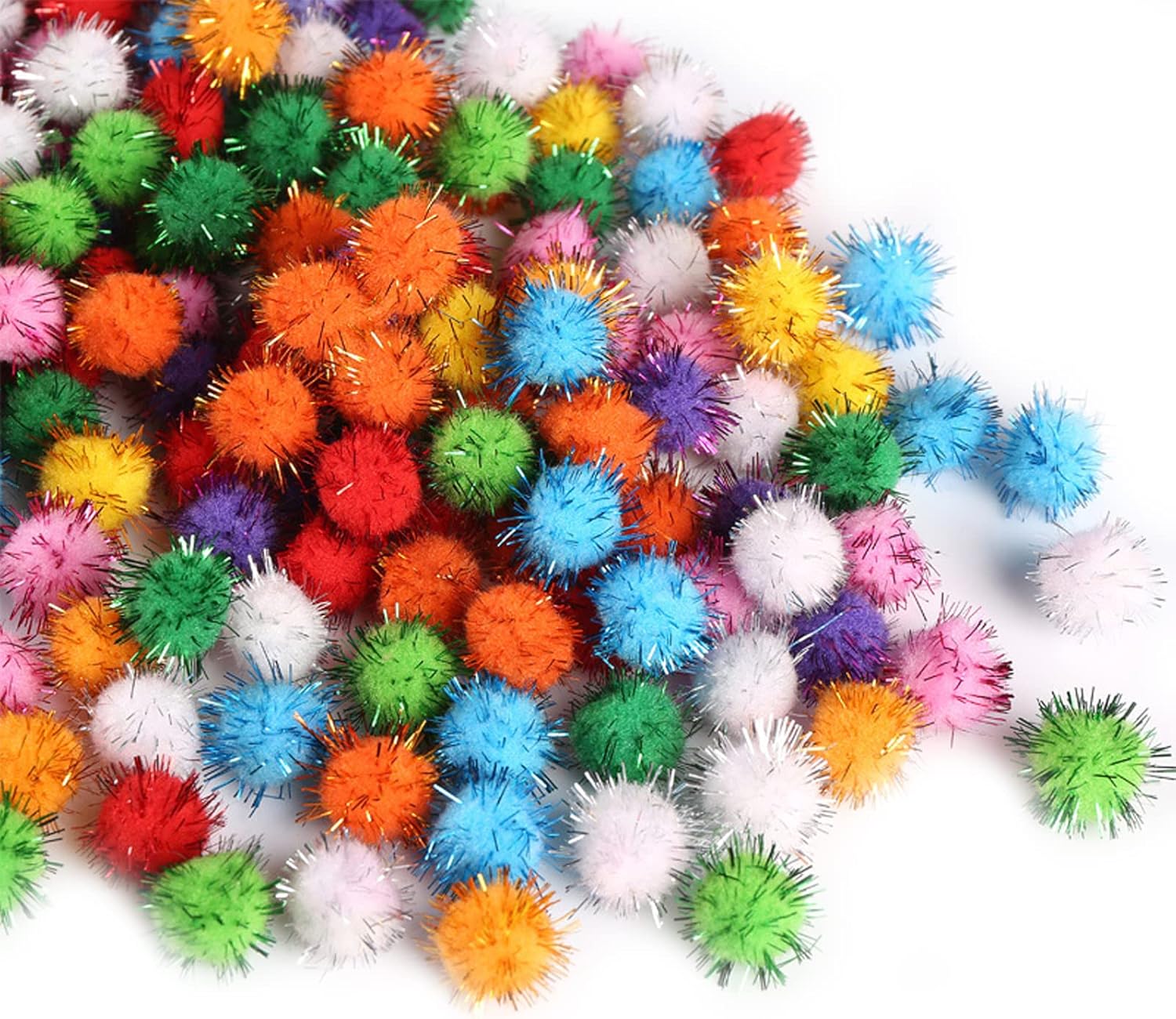 10000 Pieces Glitter Pom Poms 0.4 Inch Fuzzy Pompoms Arts and Crafts ...