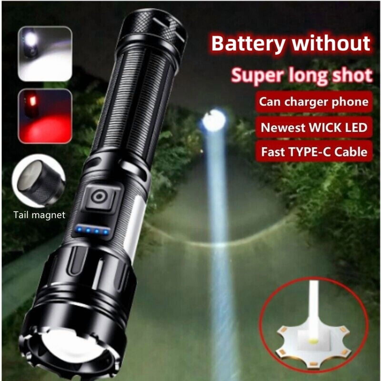 1000000 Lumens Super-Bright LED Tactical Flashlight Rechargeable COB ...