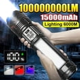 1000000LM Most Powerful LED Flashlight Rechargeable Type-C Flashlight ...