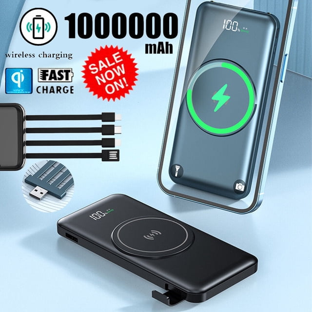 1000000mah Wireless Power Bank Portable Charger Battery External ...