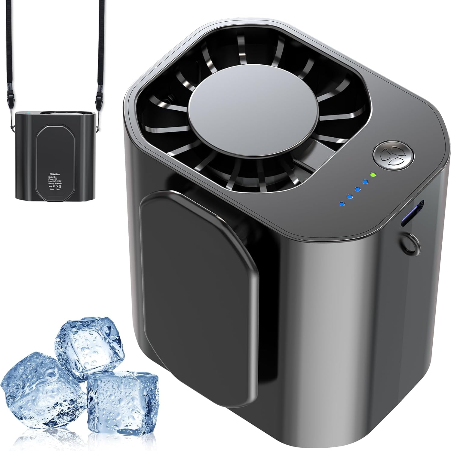 10000PRM Portable Waist Clip Fan, Up to 20Hrs Mini Portable Fan ...