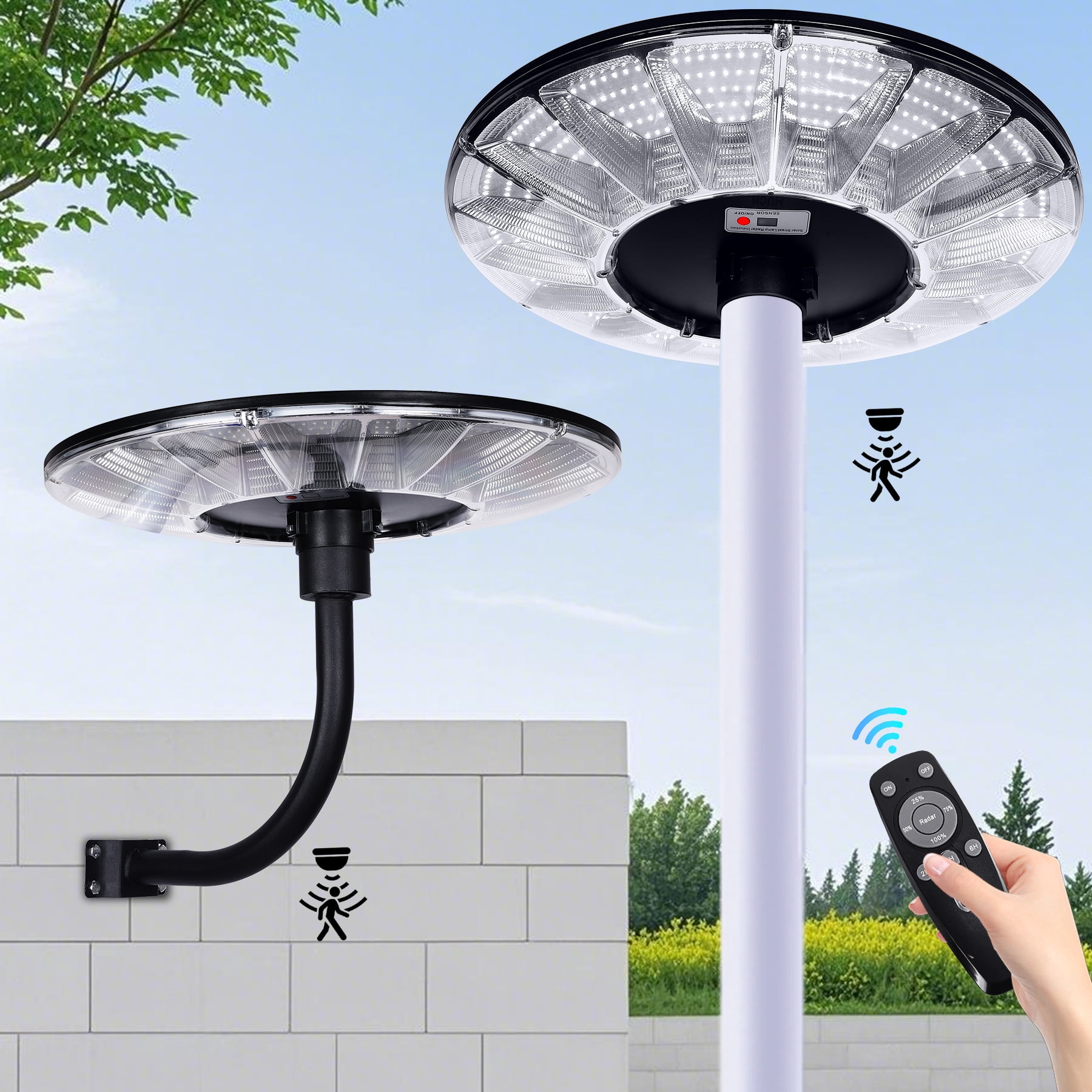 10000W Solar Lamp Post Light Outdoor Waterproof [18 Heads] - 9000K ...