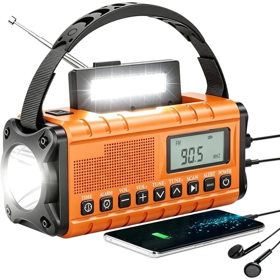 10000mAh/37000mWh Radio-Weather Radio Portable AM FM Auto Scan with ...
