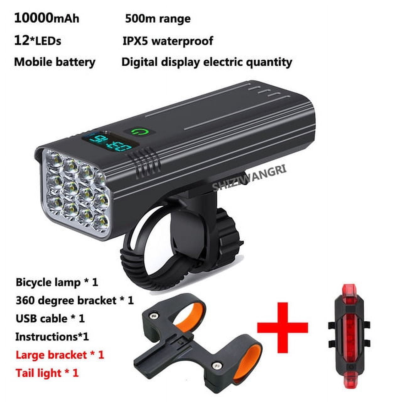 10000mAh Bike Bicycle Light USB Rechargeable Set Mountain Cycle Front ...