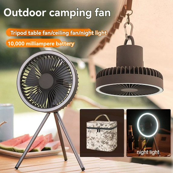 10000mAh Camping Fan Rechargeable Table Fan Portable Wireless Ceiling ...