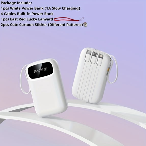 10000mAh Cartoon Power Bank | Multi-Speed Charging, 4 Built-in Cables ...