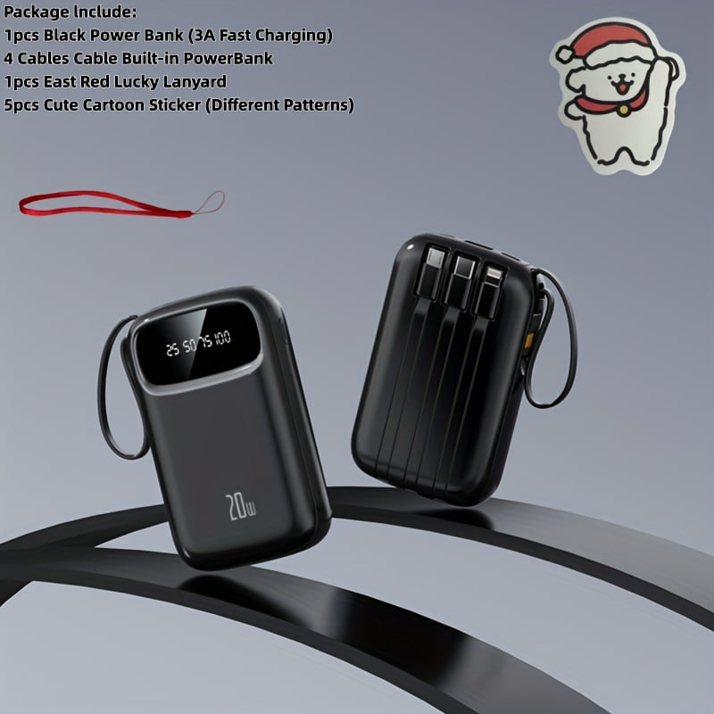 10000mAh Cartoon Power Bank | Multi-Speed Charging, 4 Built-in Cables ...