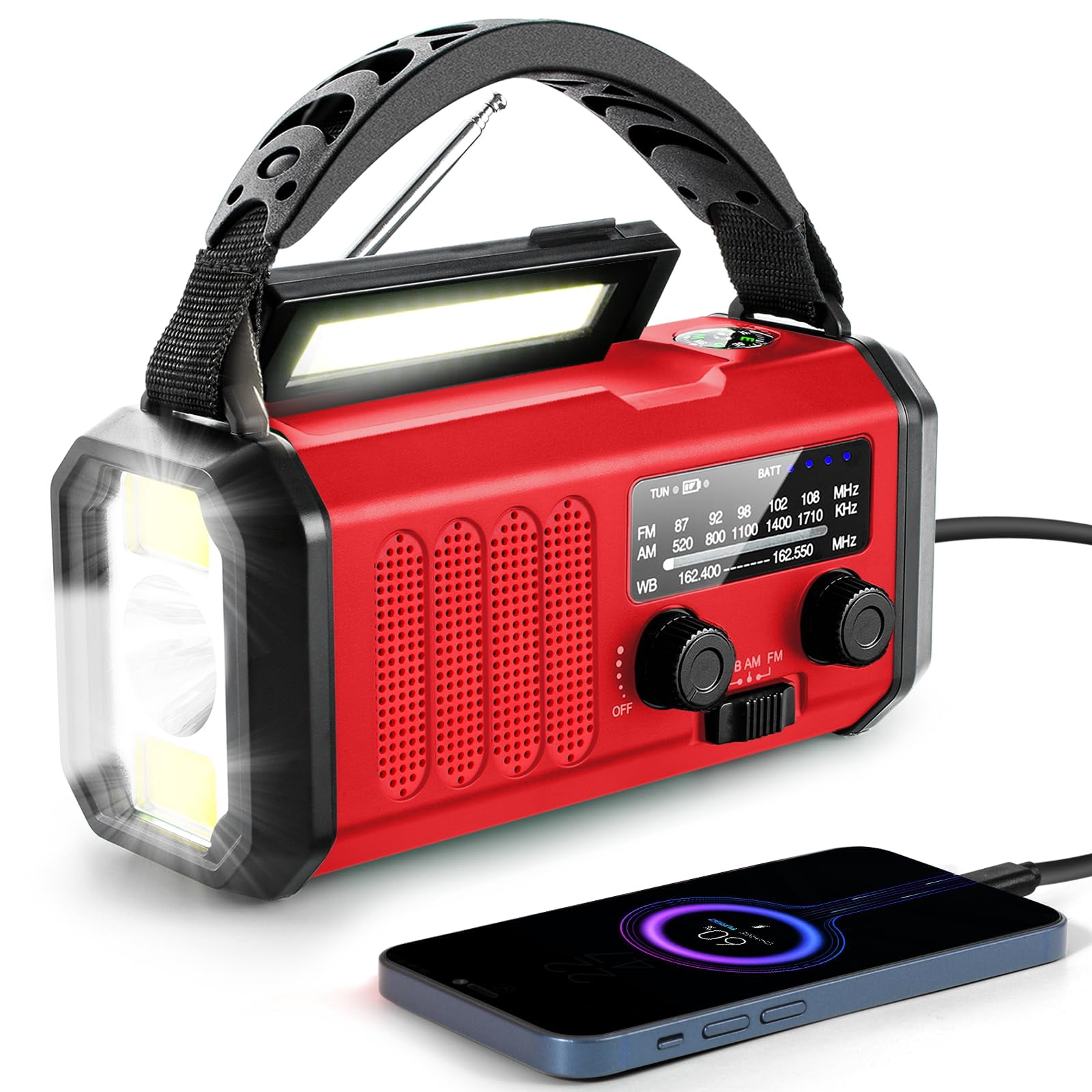 10000mAh Crank Radio, Emergency Radio,NOAA/AM/FM Weather Radio, Type-C ...