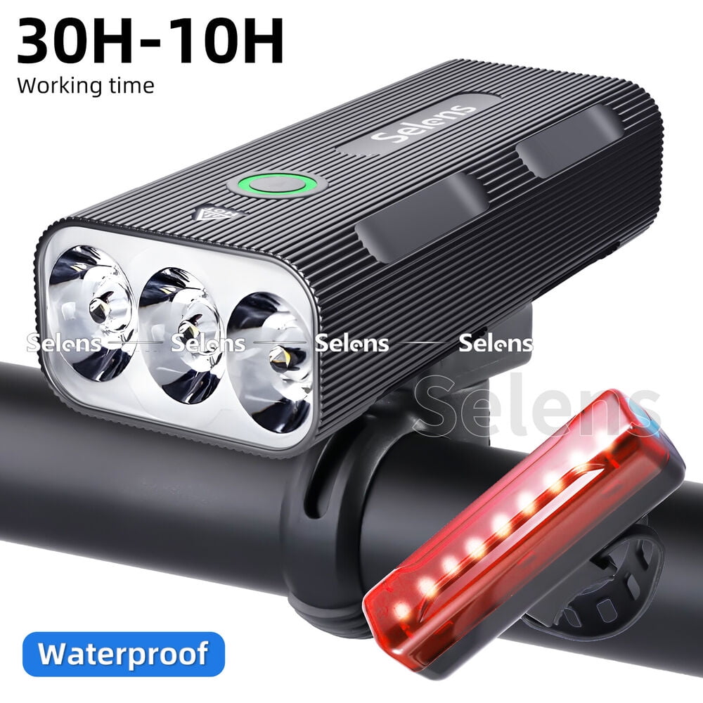 10000mAh LED Bicycle Bike Light Front Rear Rechargeable Headlight Tail ...