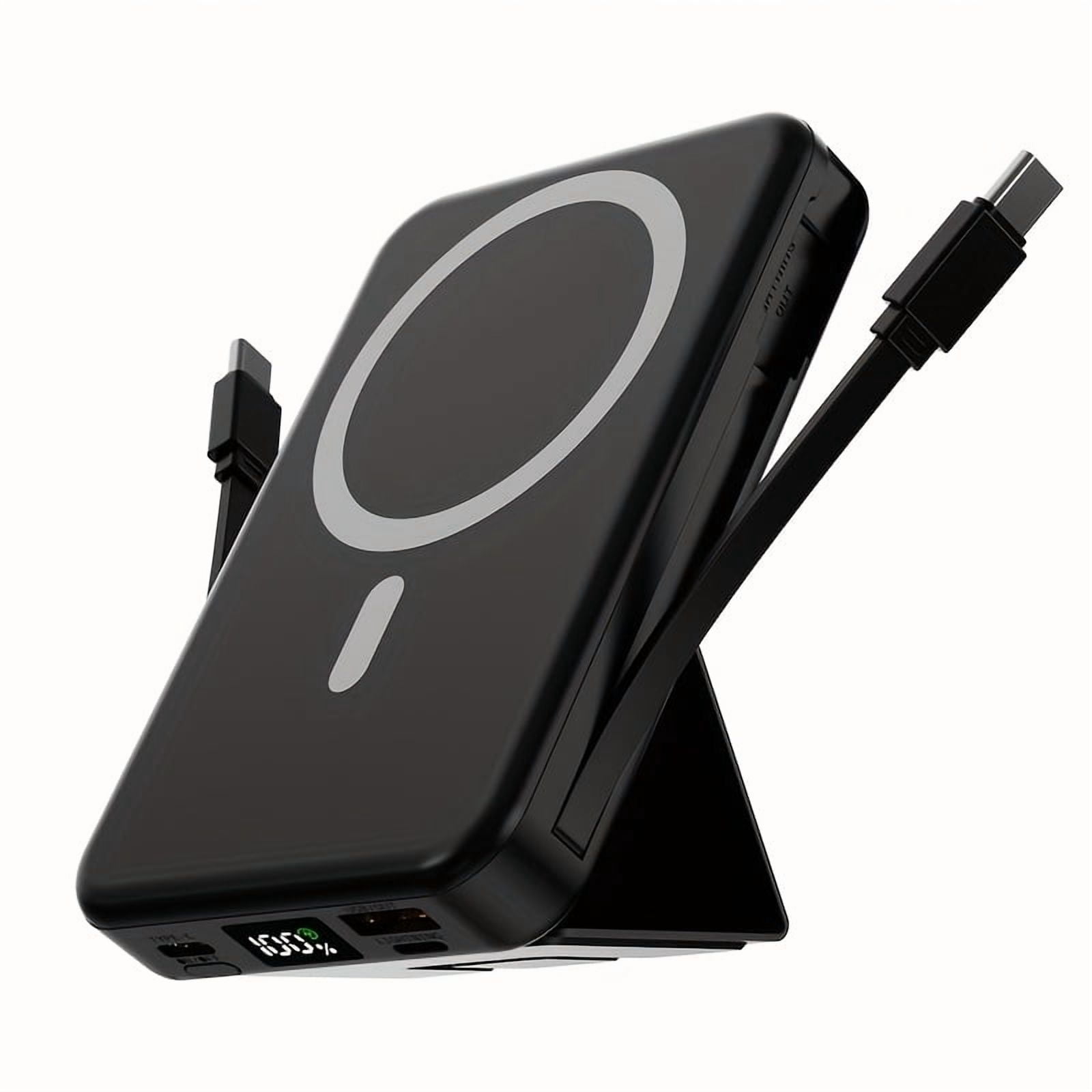 10000mAh Magnetic Power Bank 22.5W, Dual Cable with LED Display, Stand ...