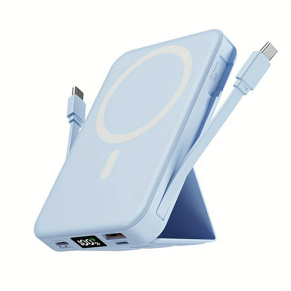 10000mAh Magnetic Power Bank USB-C Fast Charging - Built-in Cable 5 ...