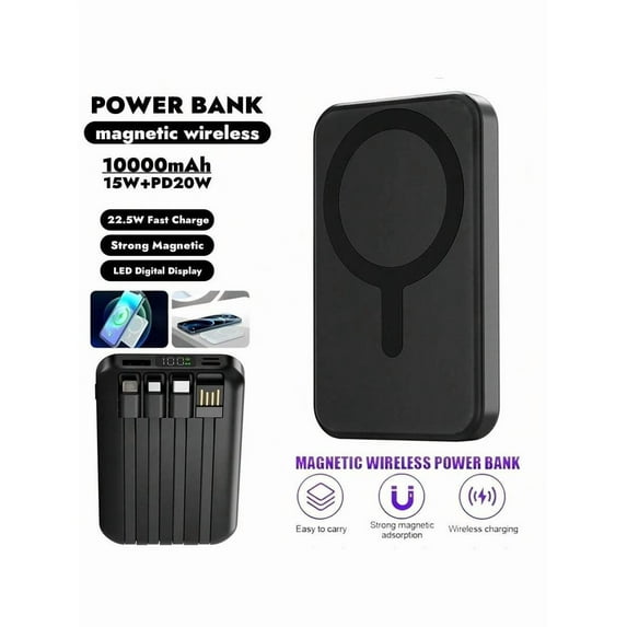 10000mAh Magnetic Wireless Power Bank LED Display 22.5W PD Fast ...