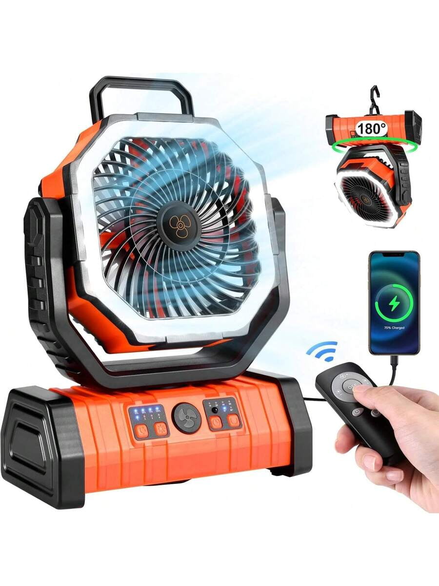 10000mAh Portable Camping Fan, Rechargeable Battery Operated Camp Tent ...