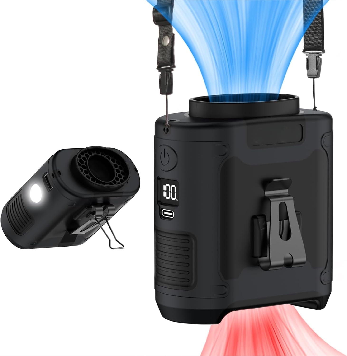 10000mAh Portable Waist Fan Clip on Wearable Belt Personal Fan ...