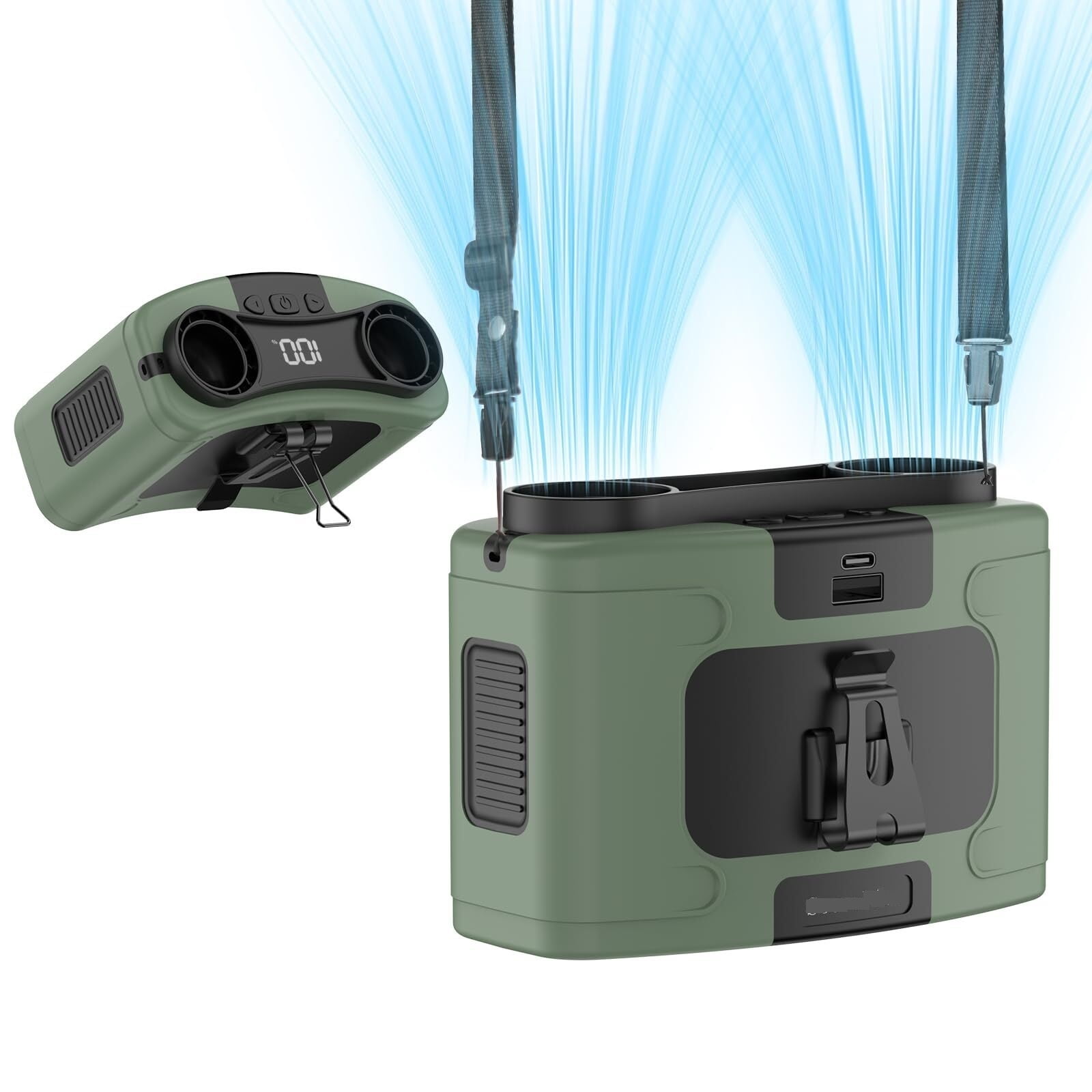 10000mAh Portable Waist Fan Clip on Wearable Belt Personal Fan ...