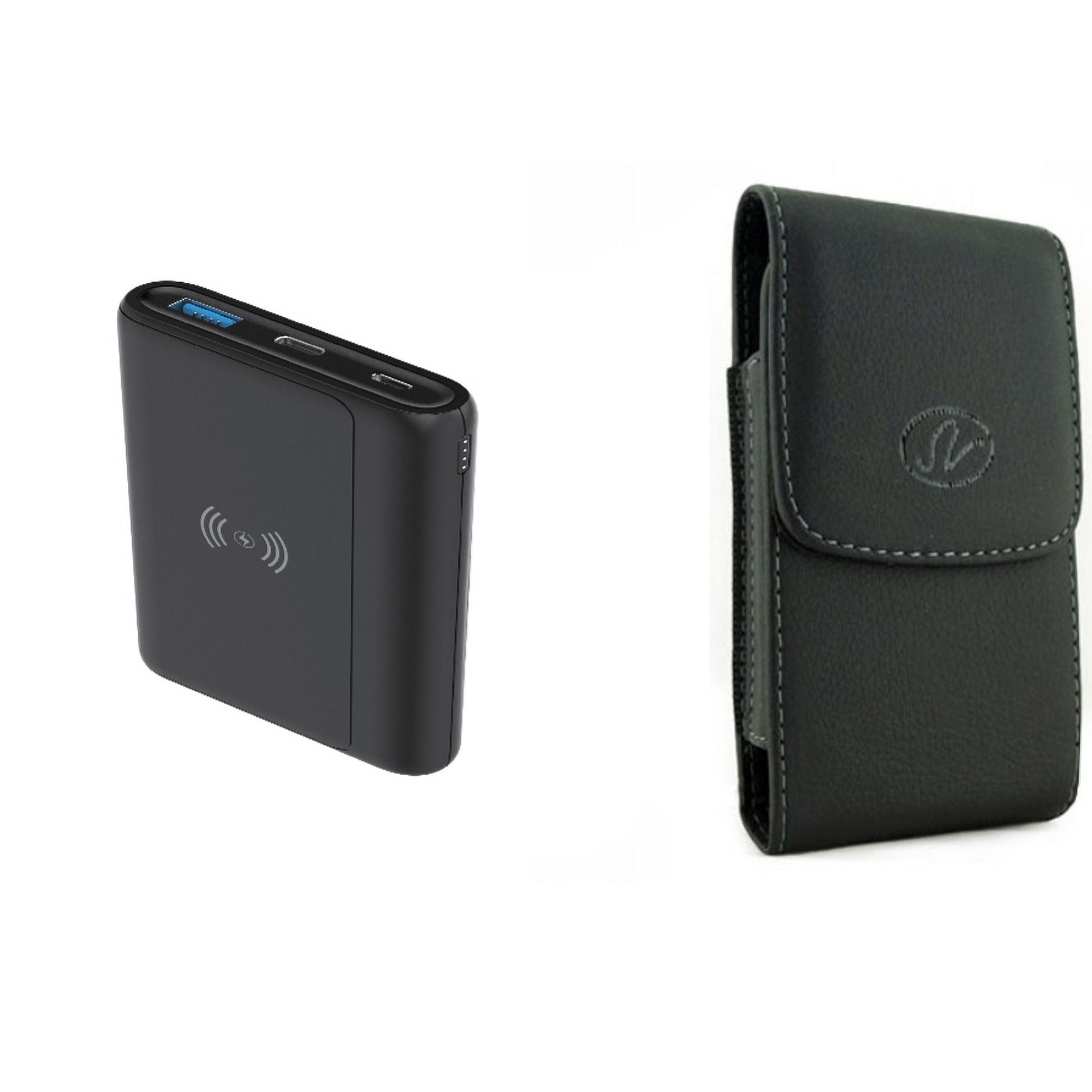 10000mAh Power Bank Case Belt Clip for iPhone 15 Pro Max Wireless Charging Backup Battery Portable Charger Slim and Leather Holster Cover Pouch