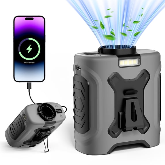 10000mAh Rechargeable Portable Waist Clip Fan, 18000 RPM Neck Fan with ...