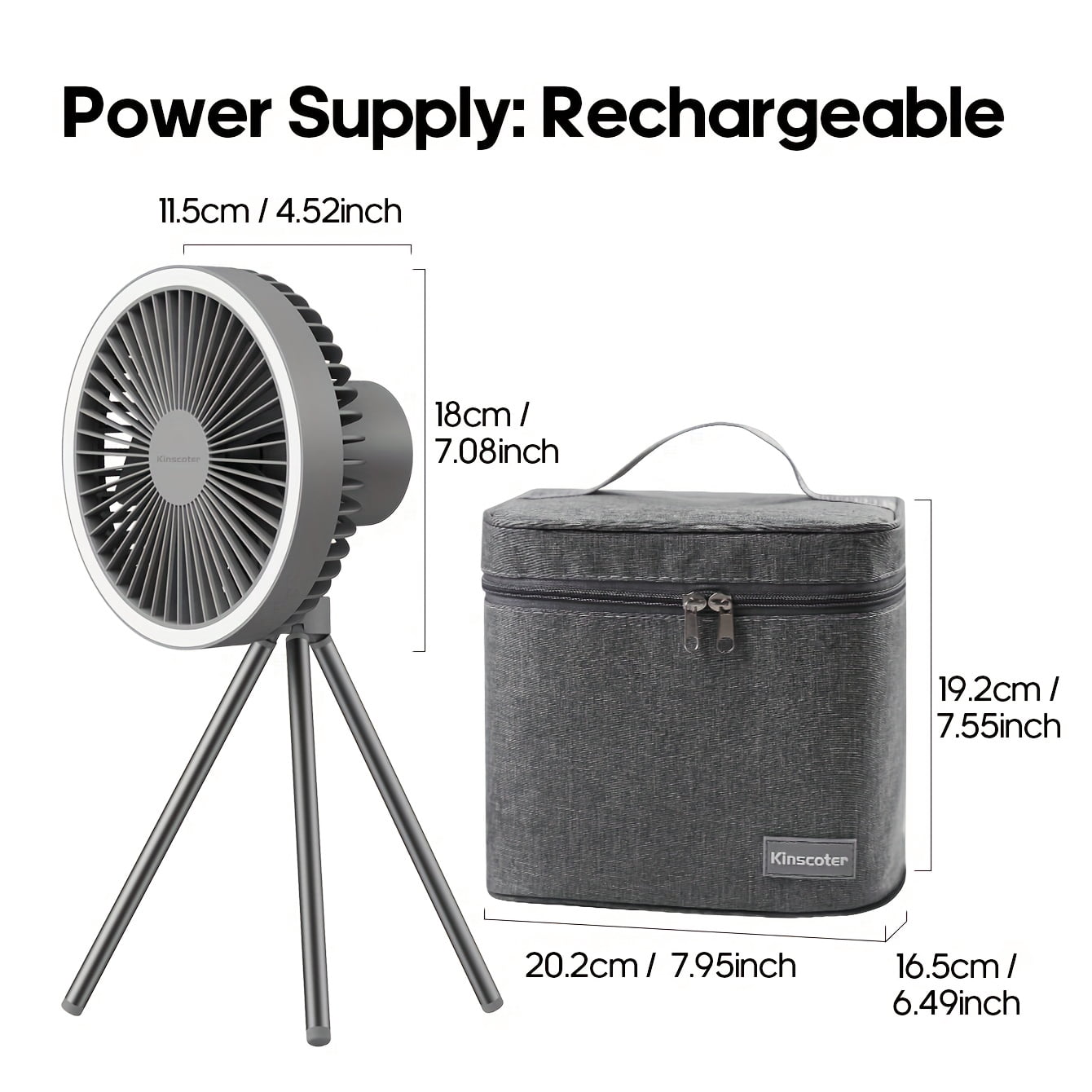10000mAh USB Rechargeable Camping Fan with Timer, Portable Hanging Fan ...