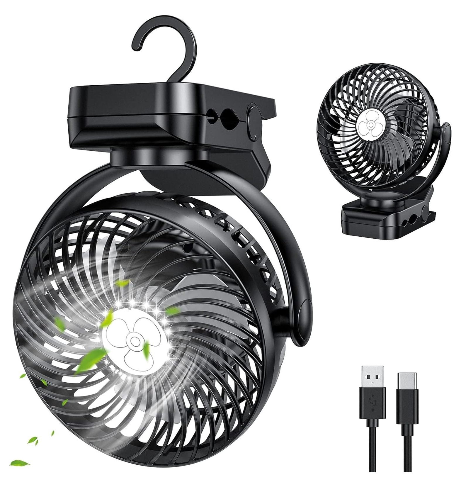 10000mAn Battery Camping Fan, USB Rechargeable Portable Mini Handheld ...