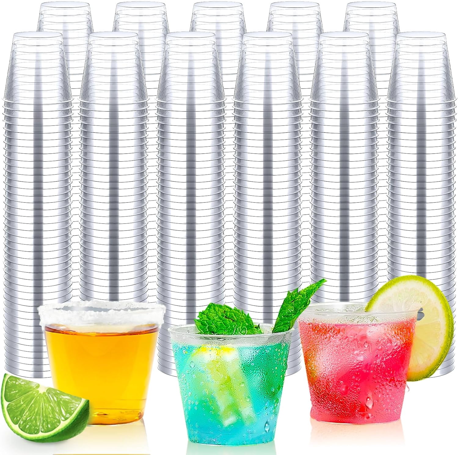 1000Count 1OZ Clear Hard Plastic Shot Cups - Mini Shot Glasses for ...