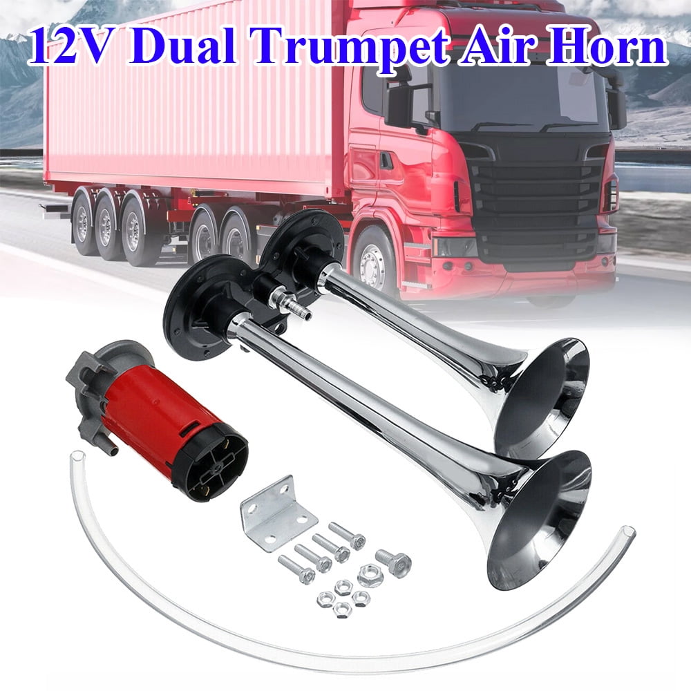 1000DB Dual Trumpet Air Horn Compressor 12V for Train Boat Car Truck ...