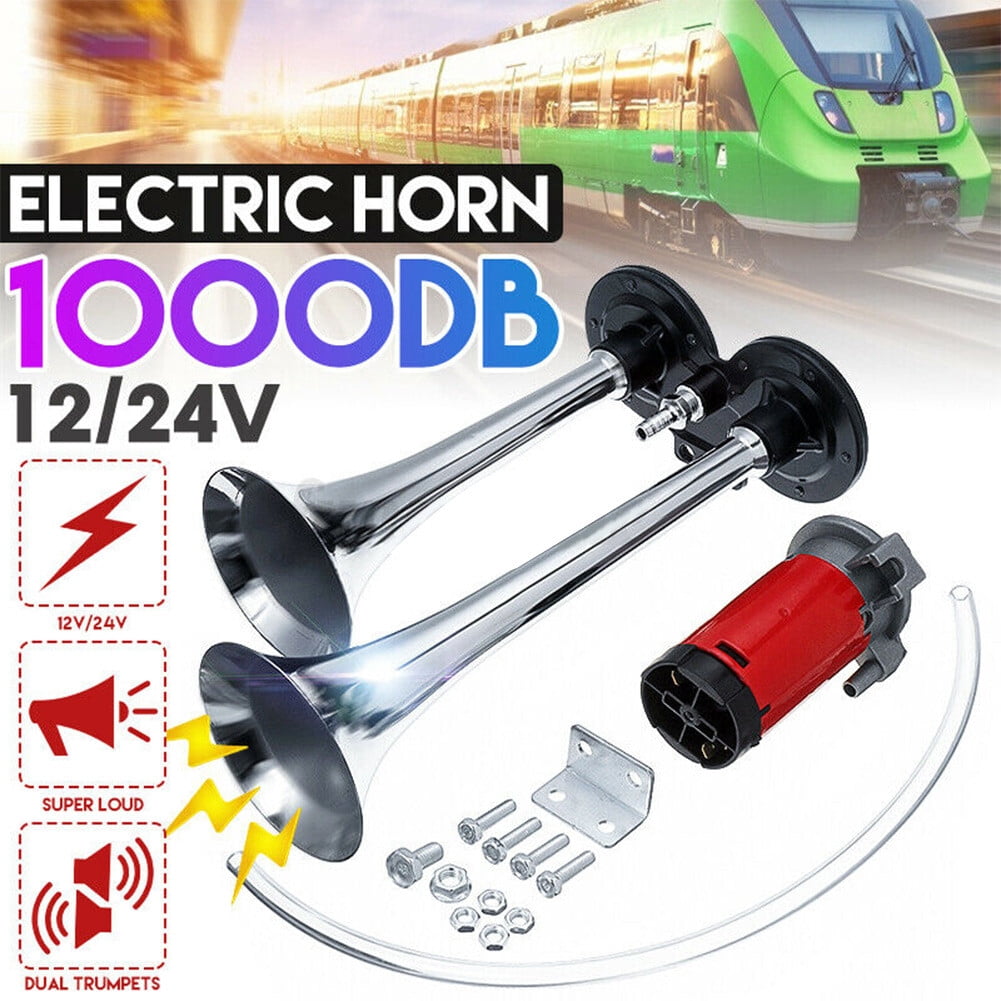 1000DB Ultra Loud Dual Trumpet Air Horn Compressor 12V for Car Truck ...