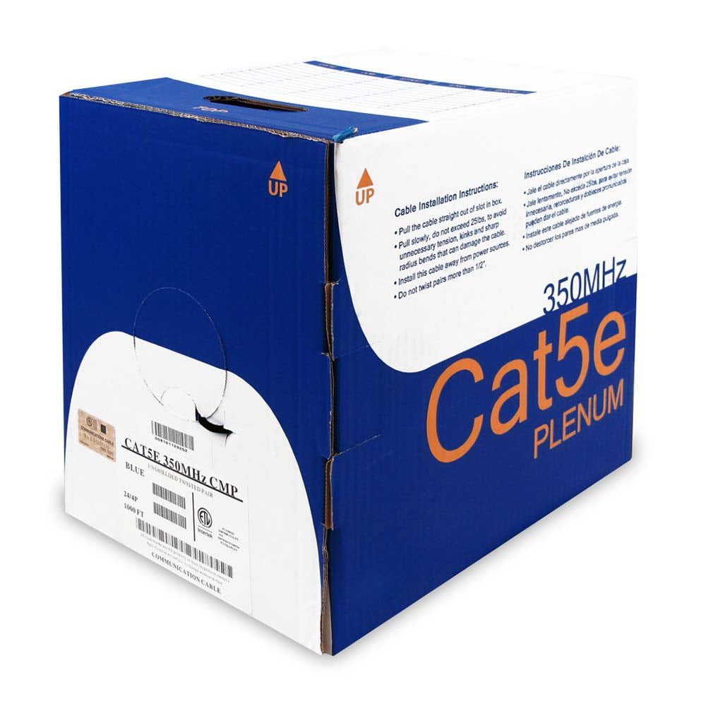 1000Ft Cat.5E Solid Cable Plenum Black, UL/ETL/CSA - Walmart.com