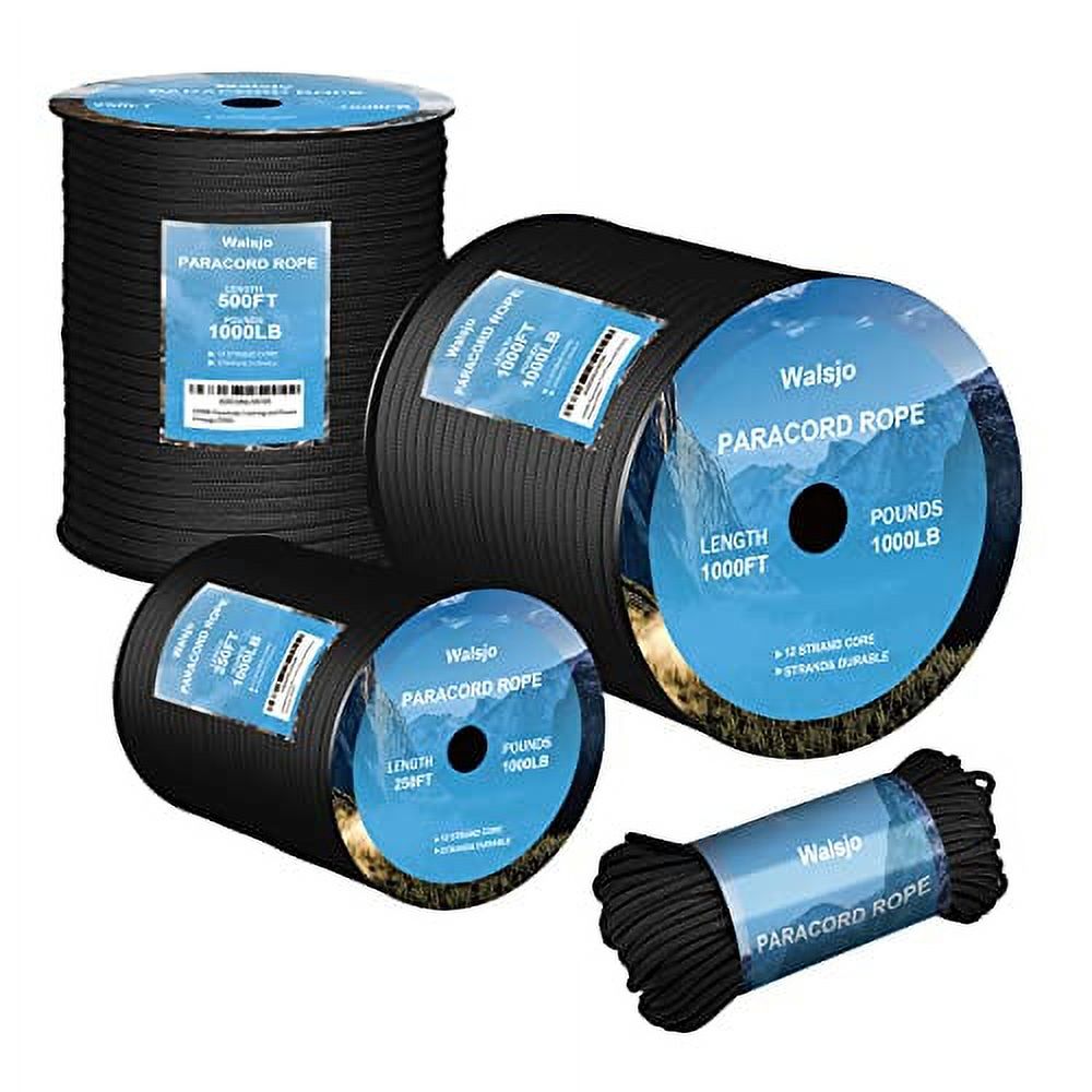 1000Ib Paracord/Parachute Cord - 12 Strand Paracord Rope - 100ft 250ft ...