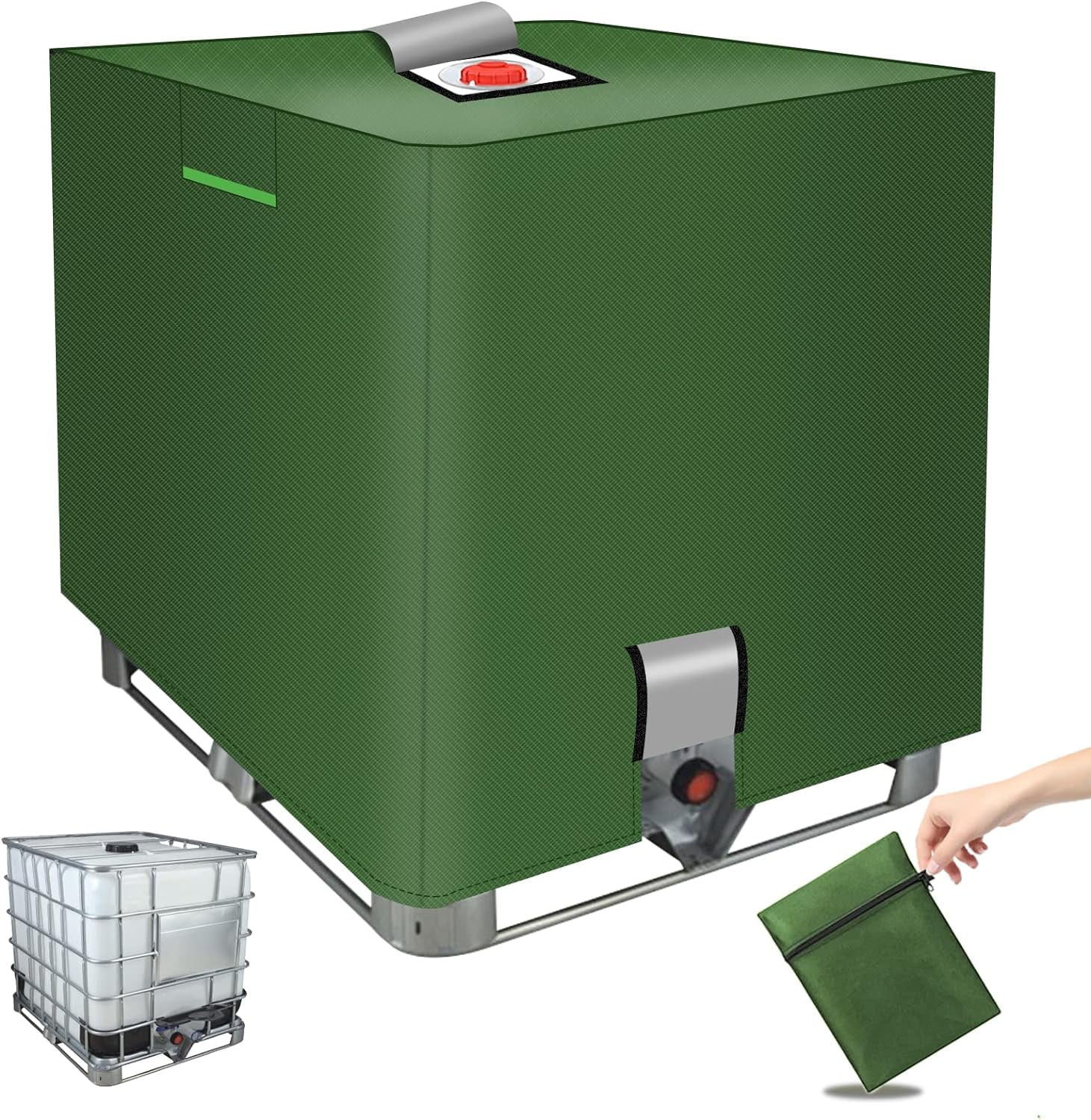 1000L IBC tank cover, tarpaulin for water tank with velcro fastener and ...