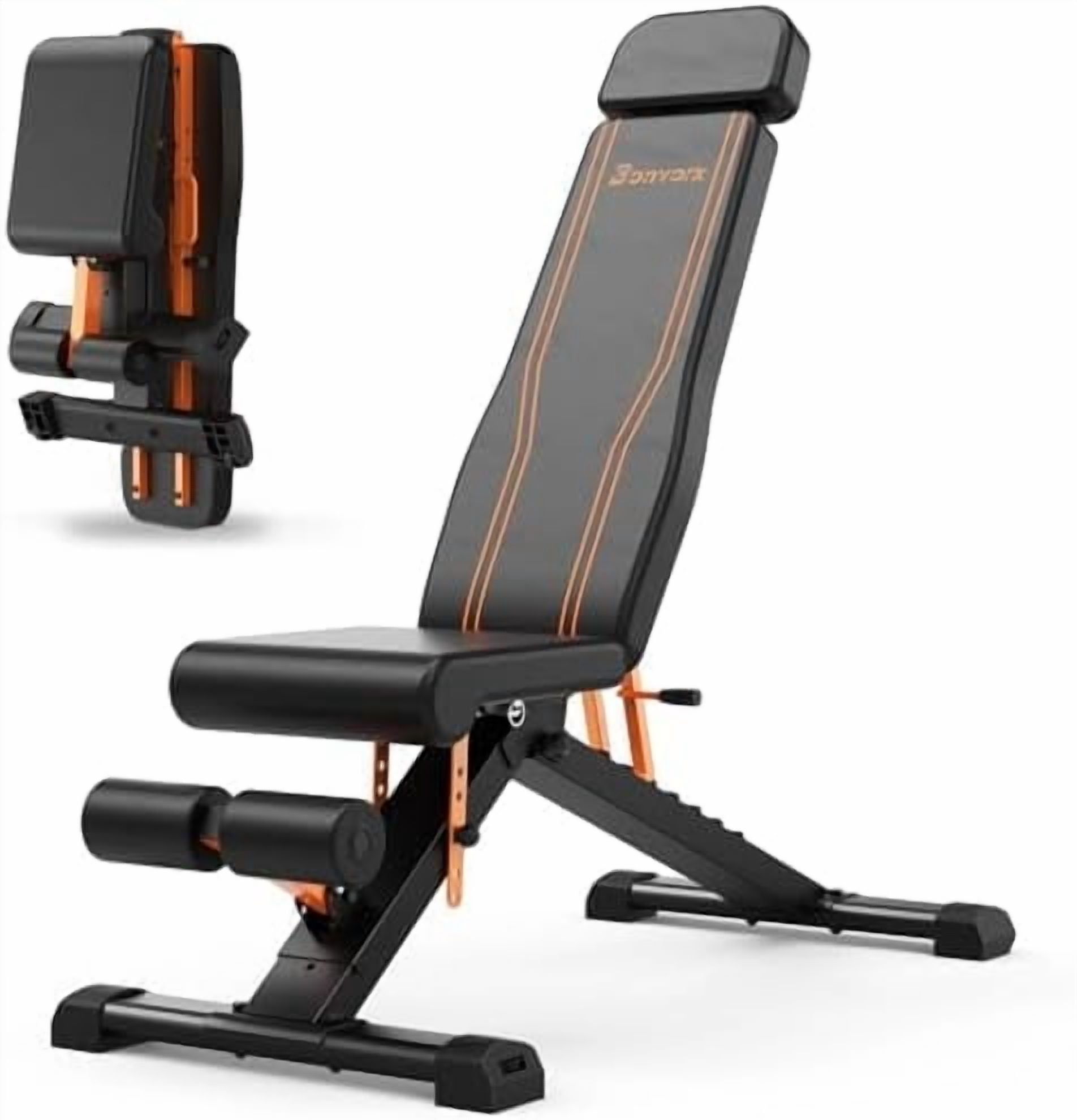 1000LBS Adjustable Weight Bench - Foldable Workout Bench Press with 36 ...