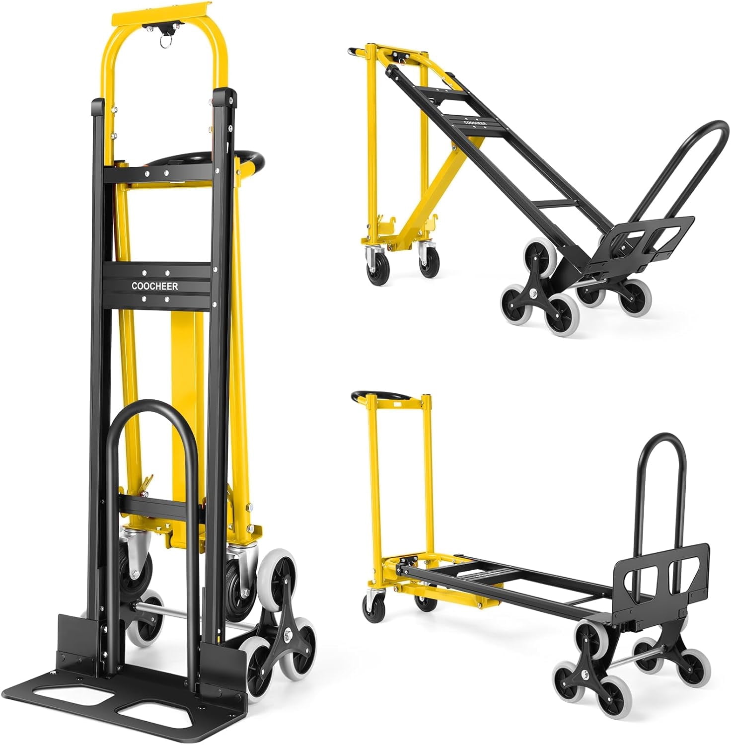 1000LBS Heavy Duty Aluminum Stair Climbing Dolly, 3 in 1 Convertible ...
