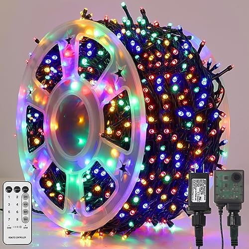 1000LED Christmas Lights, Extra Long 328FT Xmas Green Wire Fairy String ...