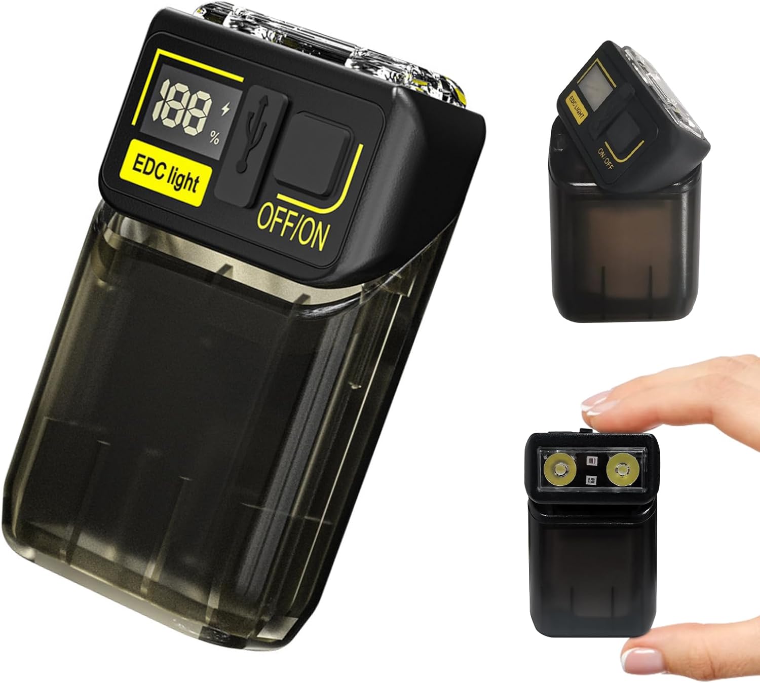 1000LM EDC Flashlight Rechargeable with Digital Display, 180° Rotating ...