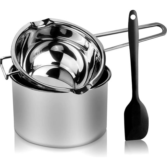 1000ML Double Boiler Pot with 2200ML Stainless Steel Pot and Silicone ...