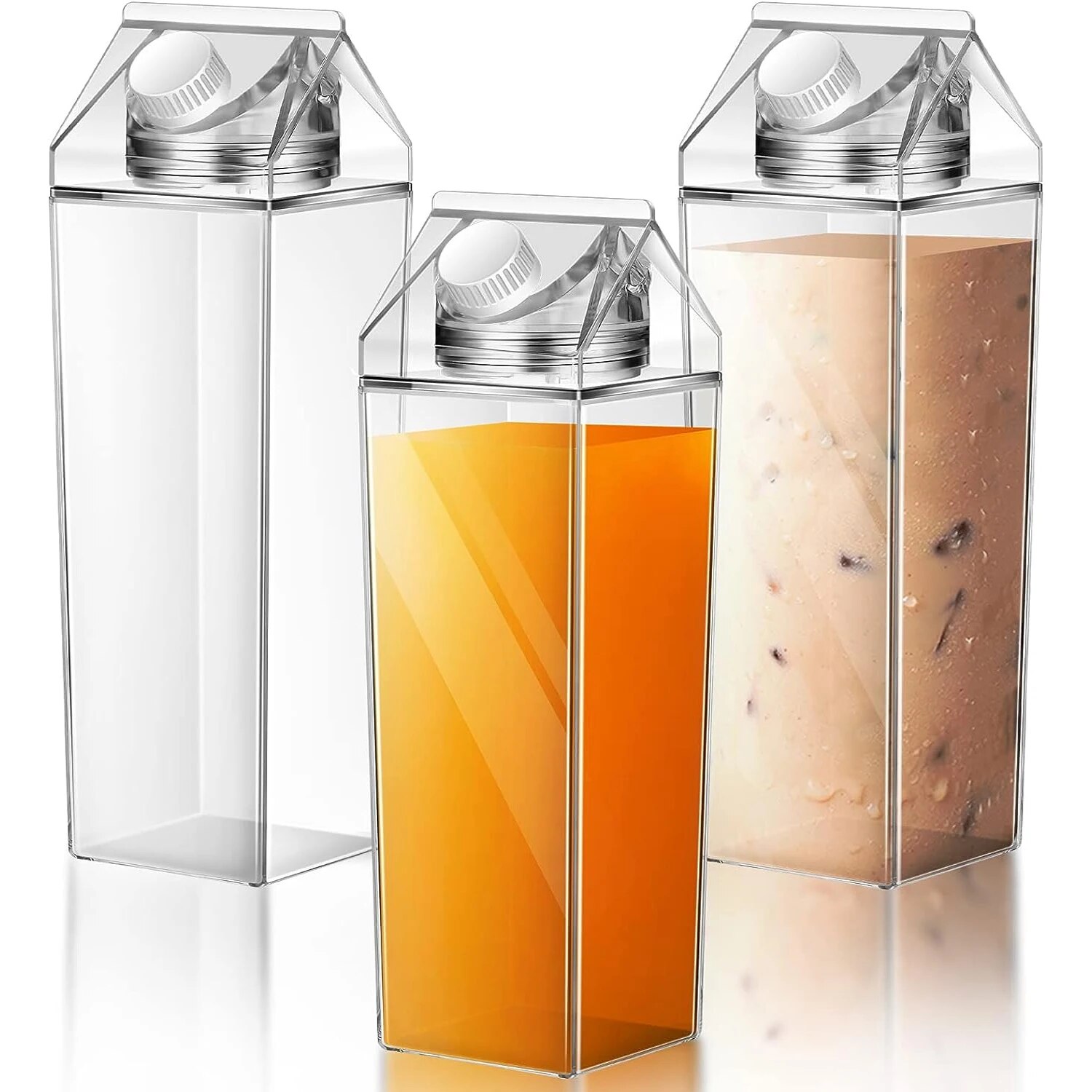 1000ML Milk Carton Water Bottle Plastic Square Milk Coffee Juice Tea Cup Transparent Milk ...