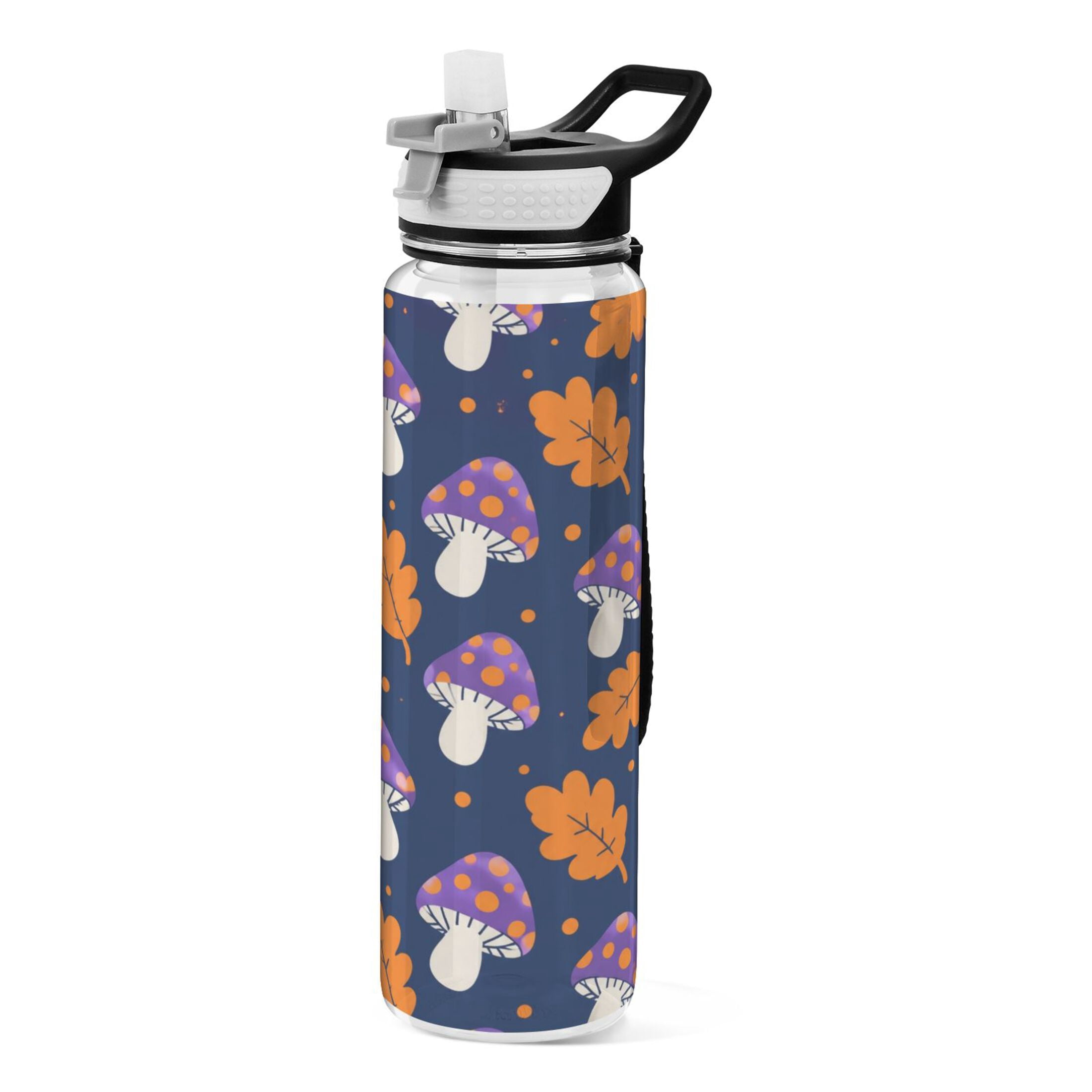 1000ML Transparent Sports Water Bottle with Handle & Straw Portable ...