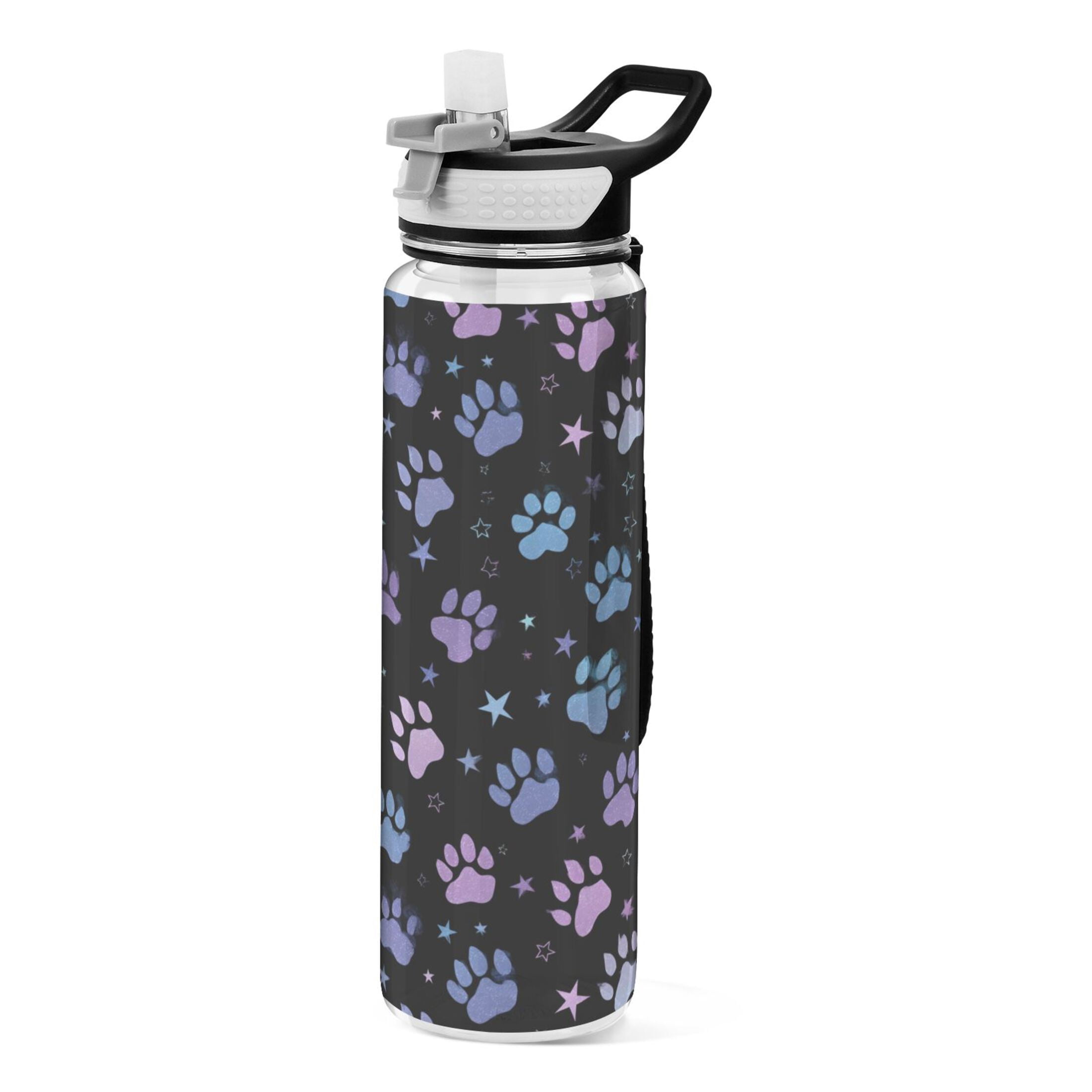1000ML Transparent Sports Water Bottle with Handle & Straw Portable ...