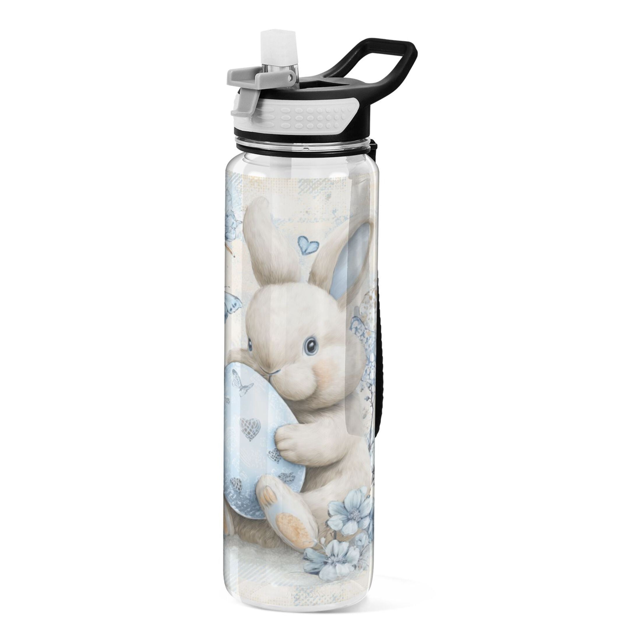 1000ML Transparent Sports Water Bottle with Handle & Straw Portable ...